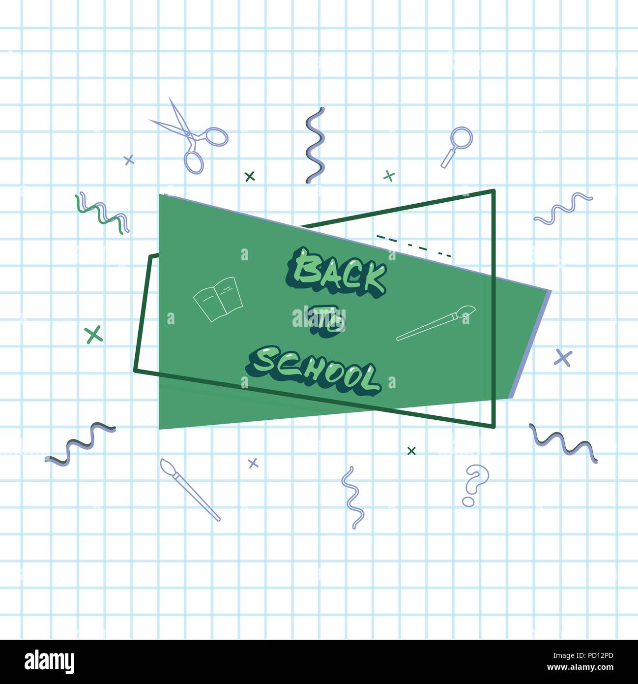 Back to school banner with geometric composition on paper background ...