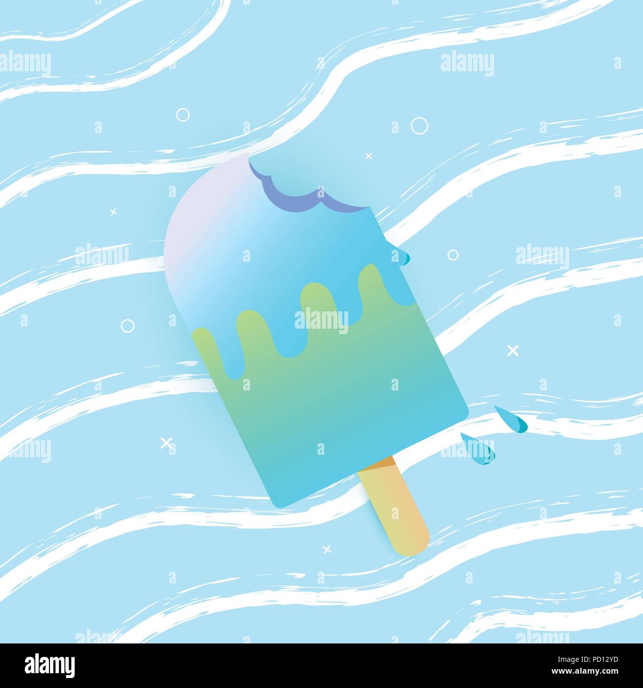 Ice cream banner with wave background. Vector illustration Stock Vector ...