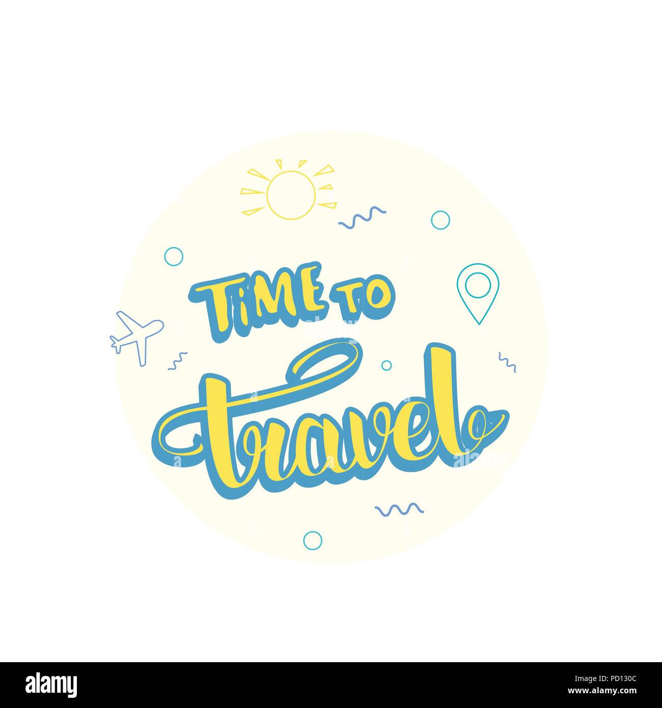 Time to travel composition isolated on white background. Handwritten ...