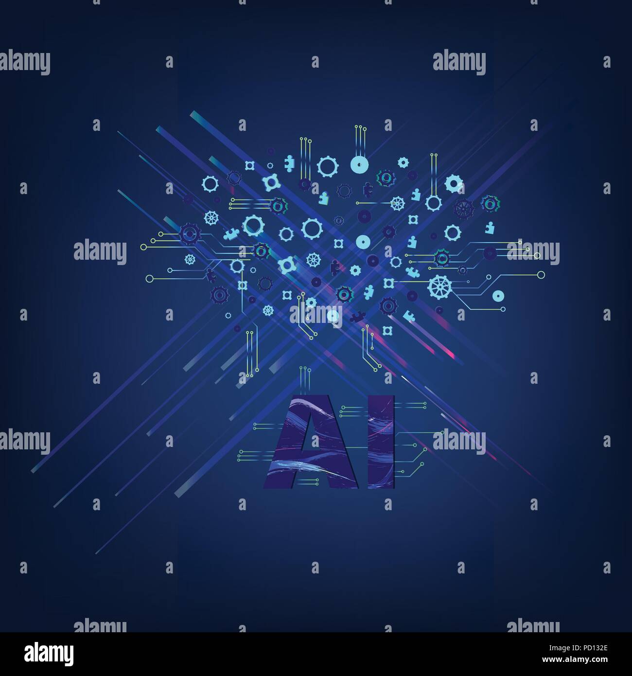 Artificial Intelligence banner with decoration. AI letters concept ...