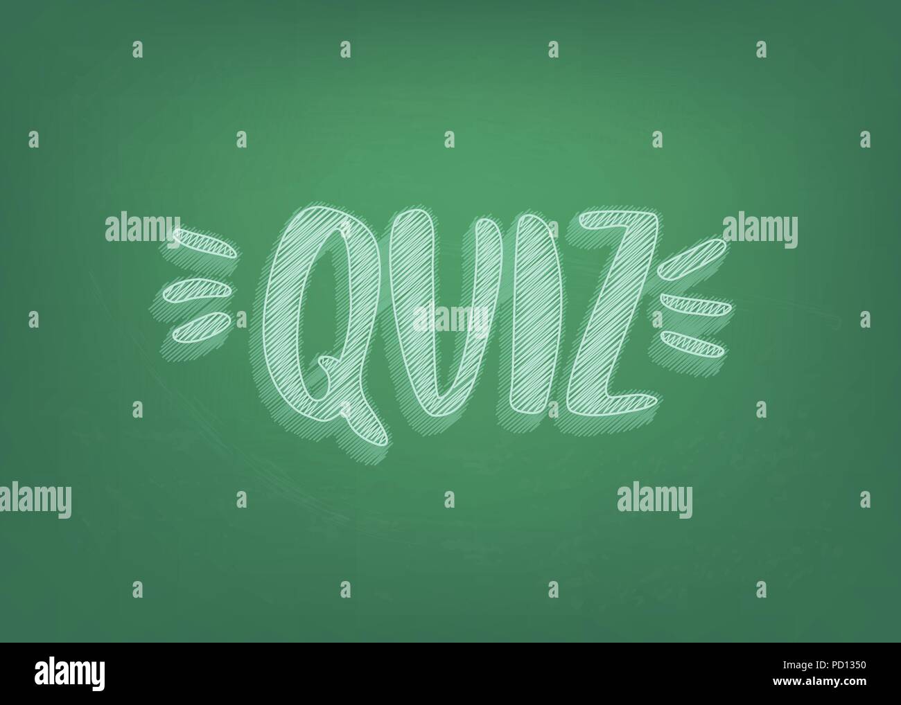 Quiz retro card with handwritten chalk lettering. Template for social ...