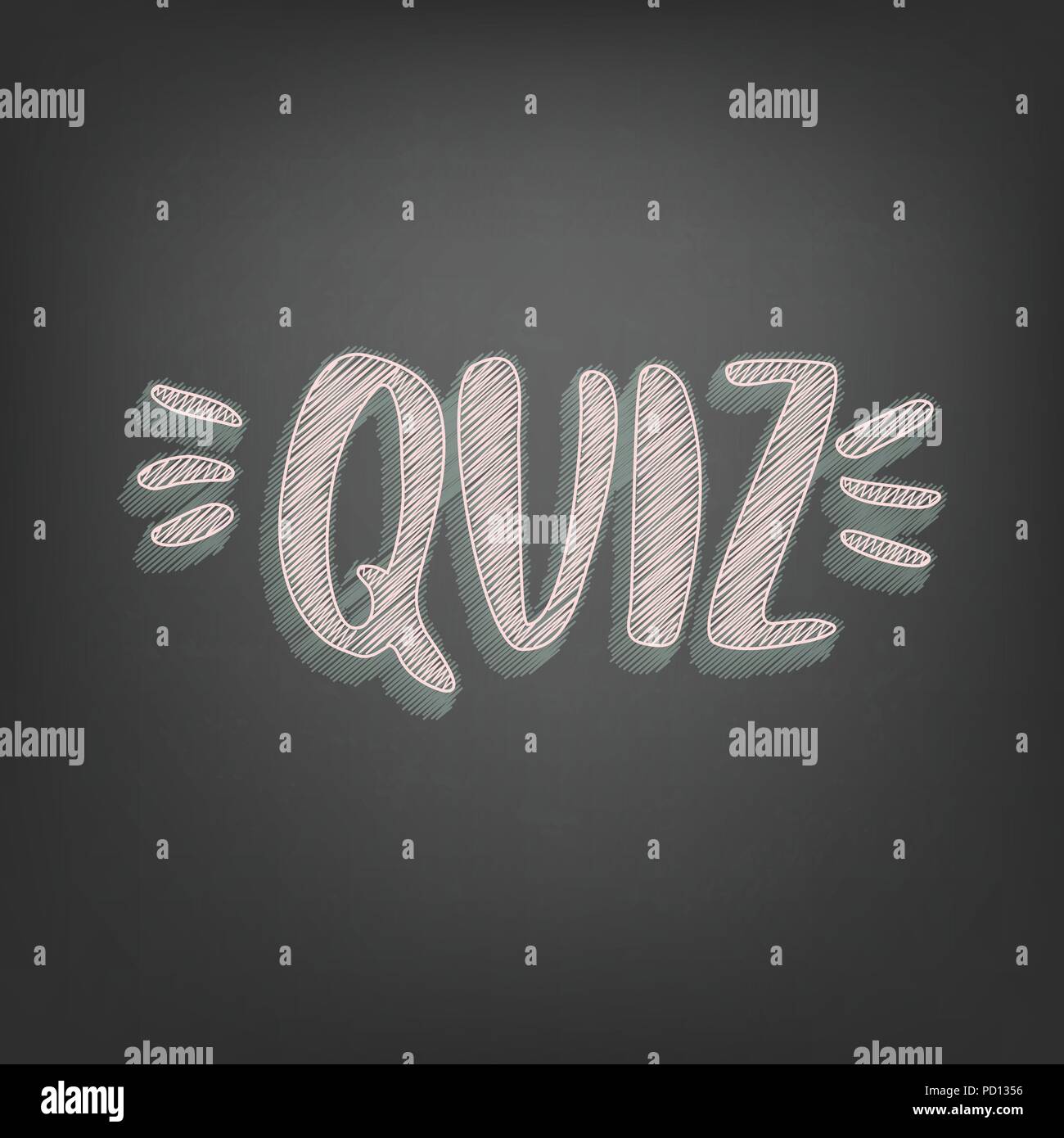Quiz retro card with handwritten chalk lettering. Template for social ...