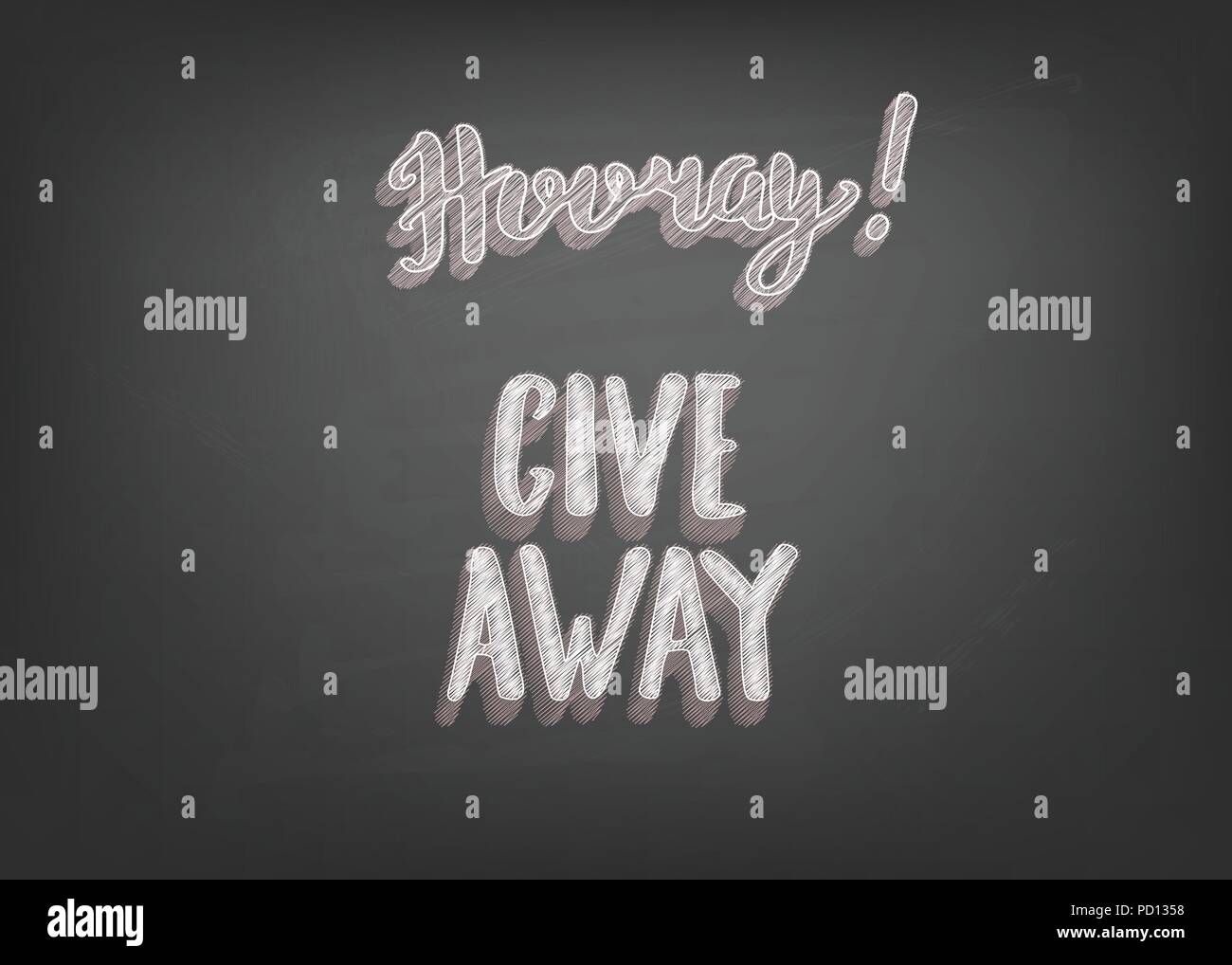 Giveaway retro card with handwritten chalk lettering. Template for ...