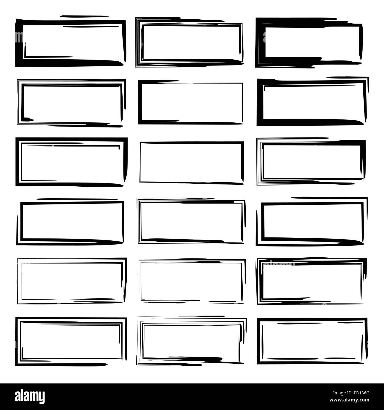 Set of black rectangle grunge frames. Geometric linear borders. Vector ...