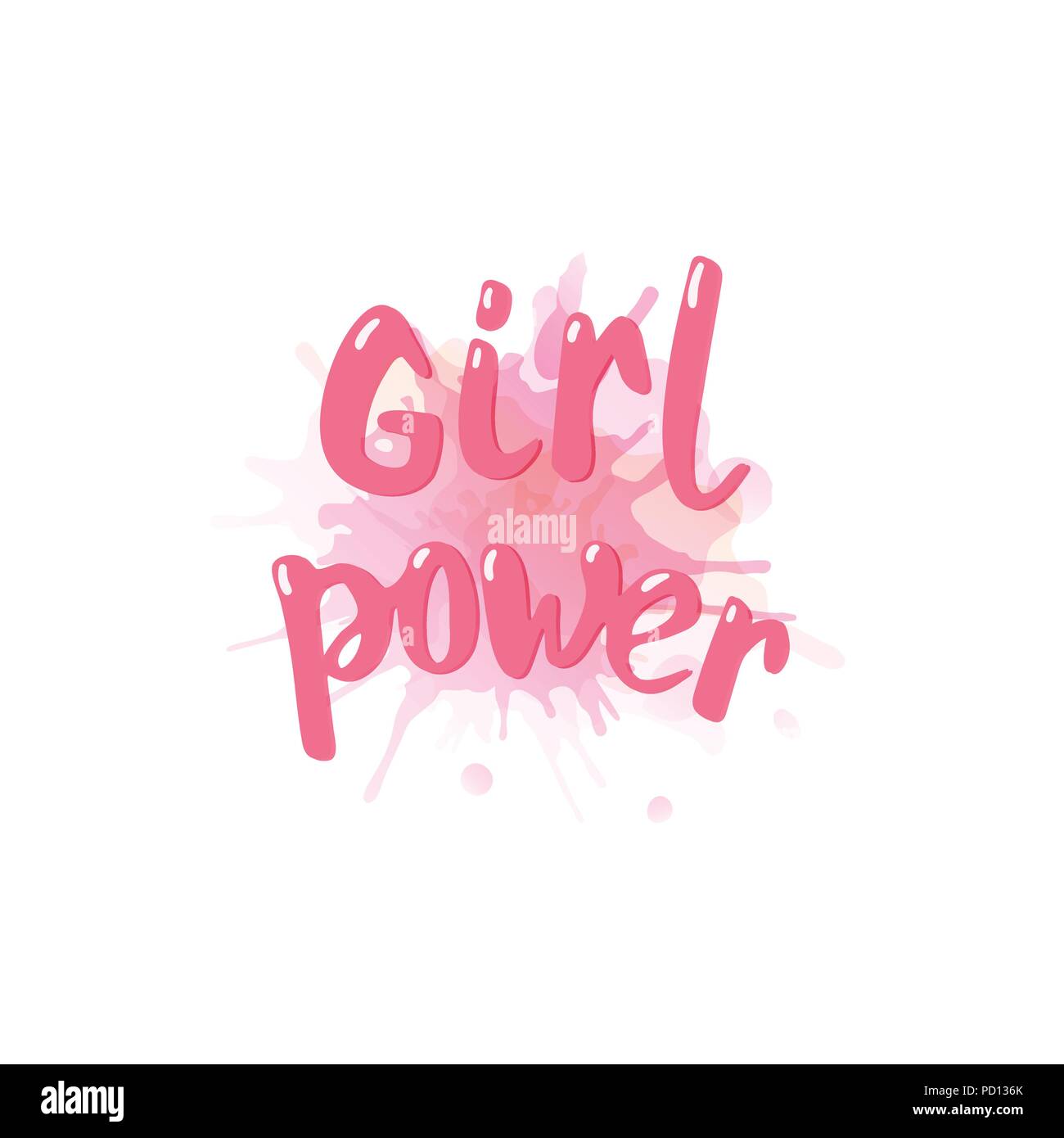 Girl Power composition with watercolor background. Handwritten ...