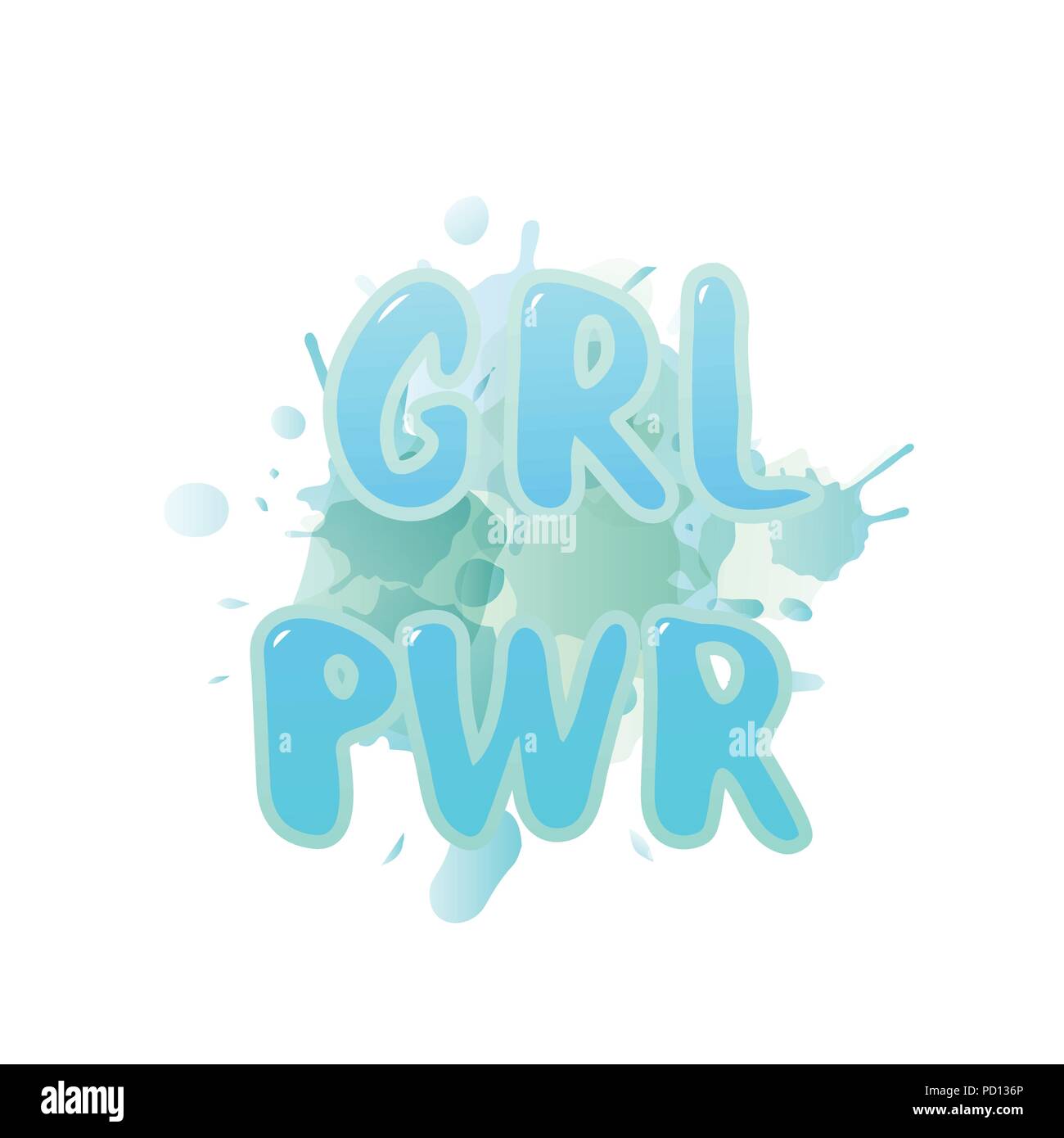 Girl Power composition. Handwritten lettering with watercolor texture ...