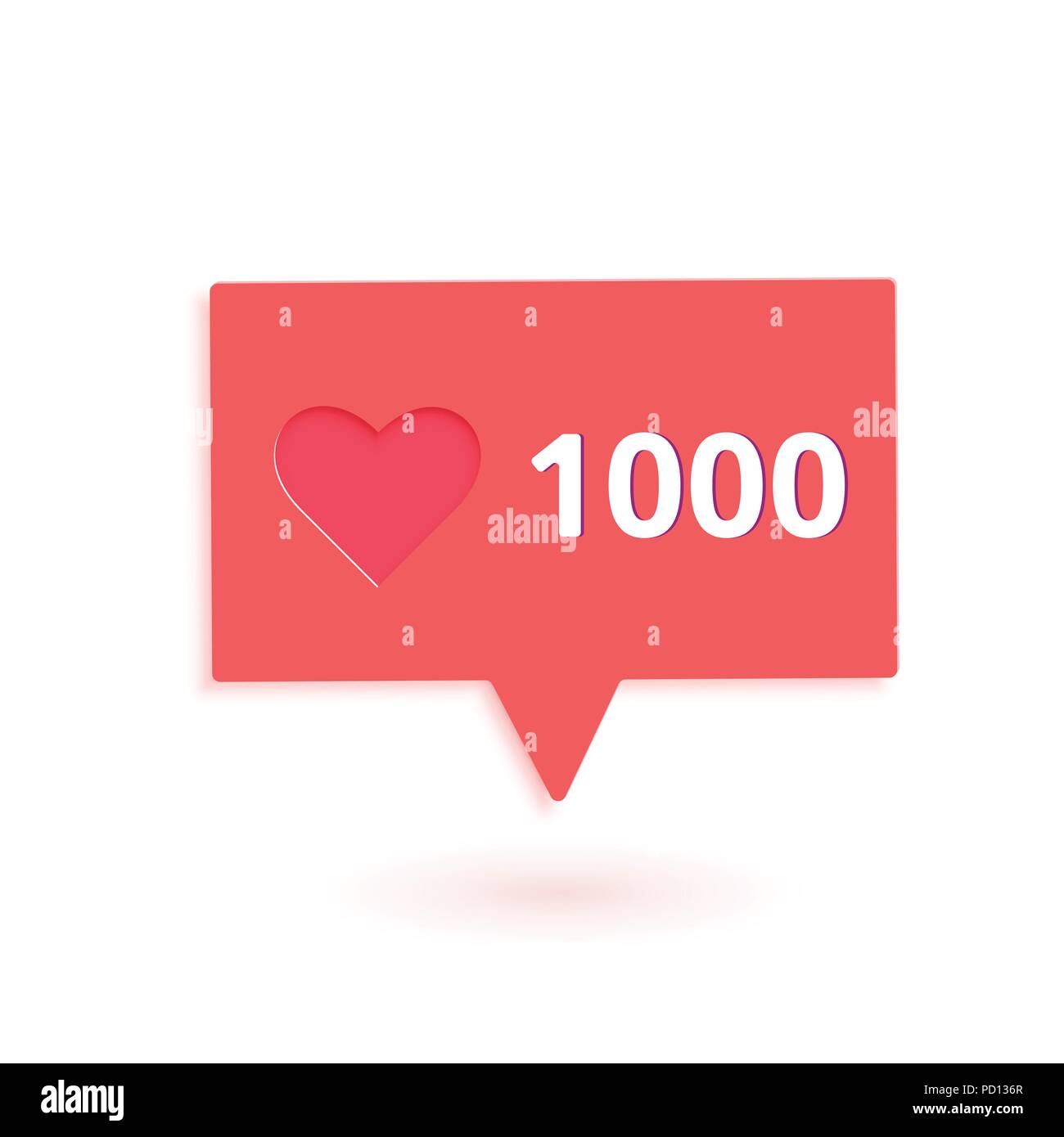 1000 likes banner with heart shape isolated. Celebration 1k like card ...