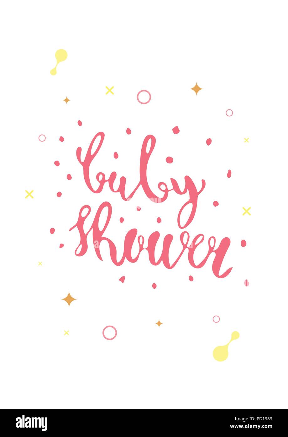 Baby Shower invitation template. Handwritten lettering. Vector ...