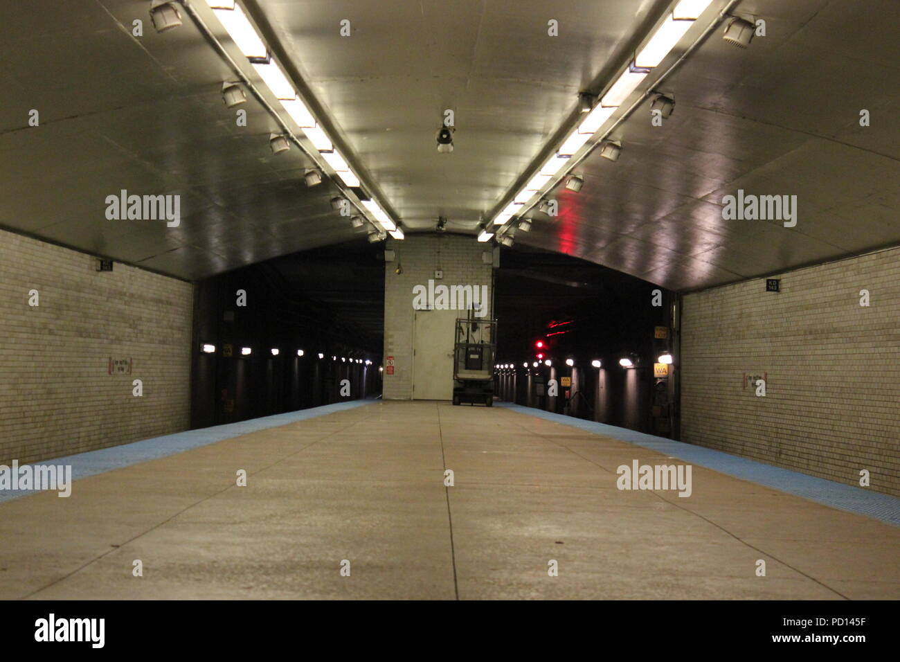 CTA Blue Line subterranean train station at Belmont Avenue in Chicago ...