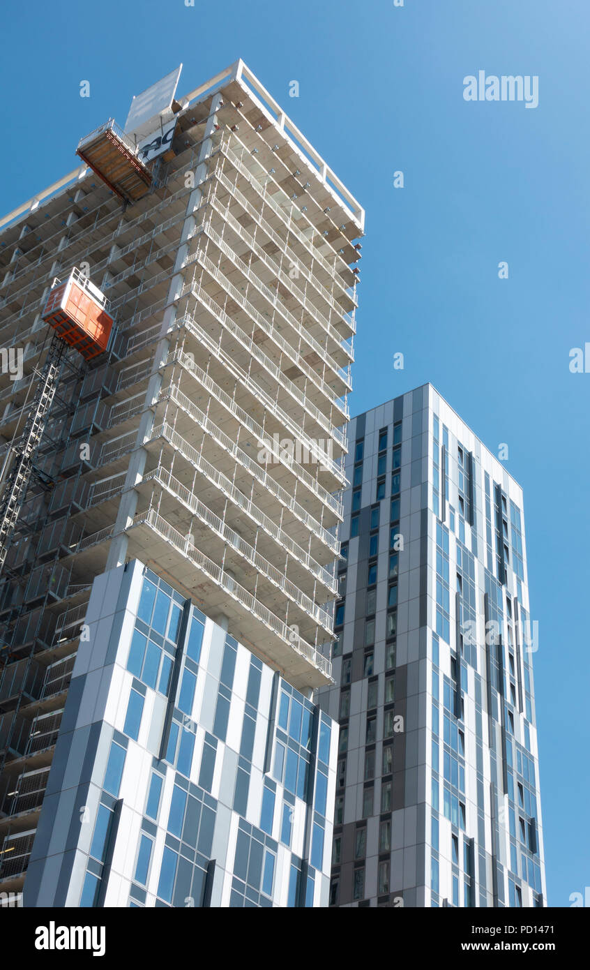 New high rise buildings under construction in MediaCityUK Stock Photo ...