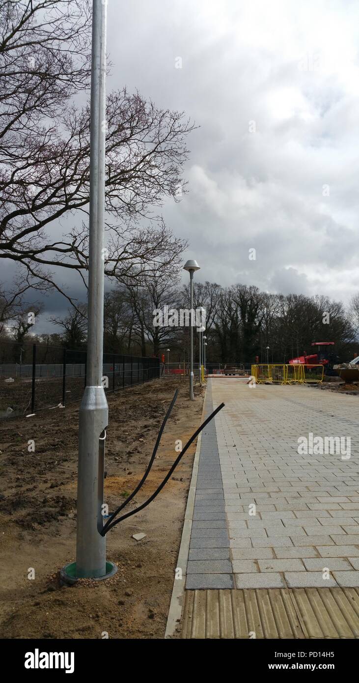 Newly installed street lighting to be electrically connected Stock ...