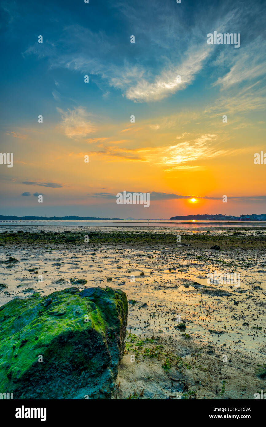 Sunrise at Pasir Ris Beach in Singapore Stock Photo - Alamy