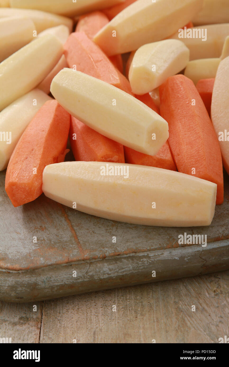 mixed turned vegetables Stock Photo - Alamy