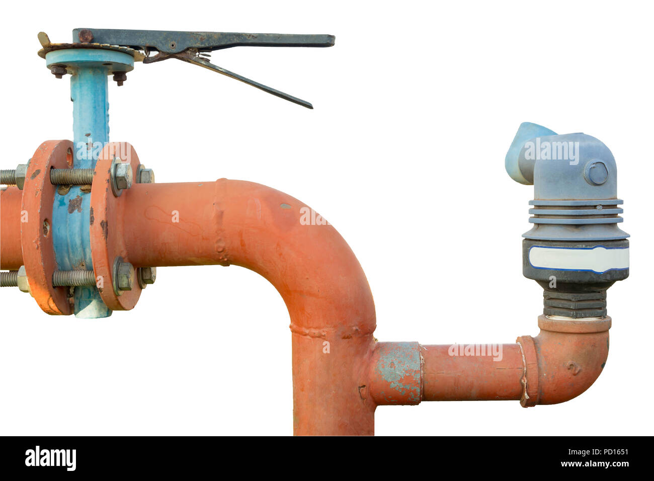 Steel pipes and couplings of an irrigation water isolate on white ...