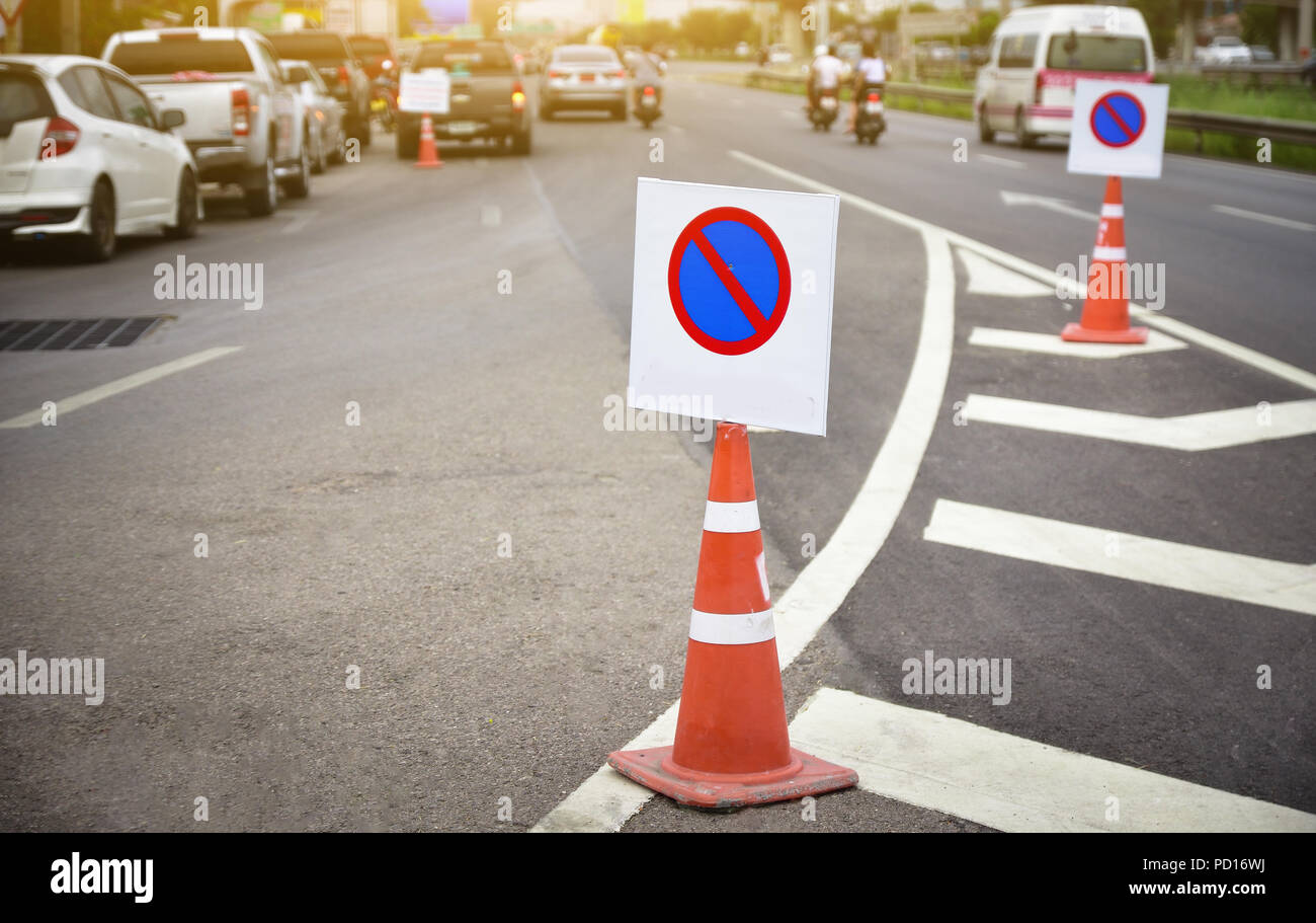 Traffic Signs on road Stock Photo - Alamy