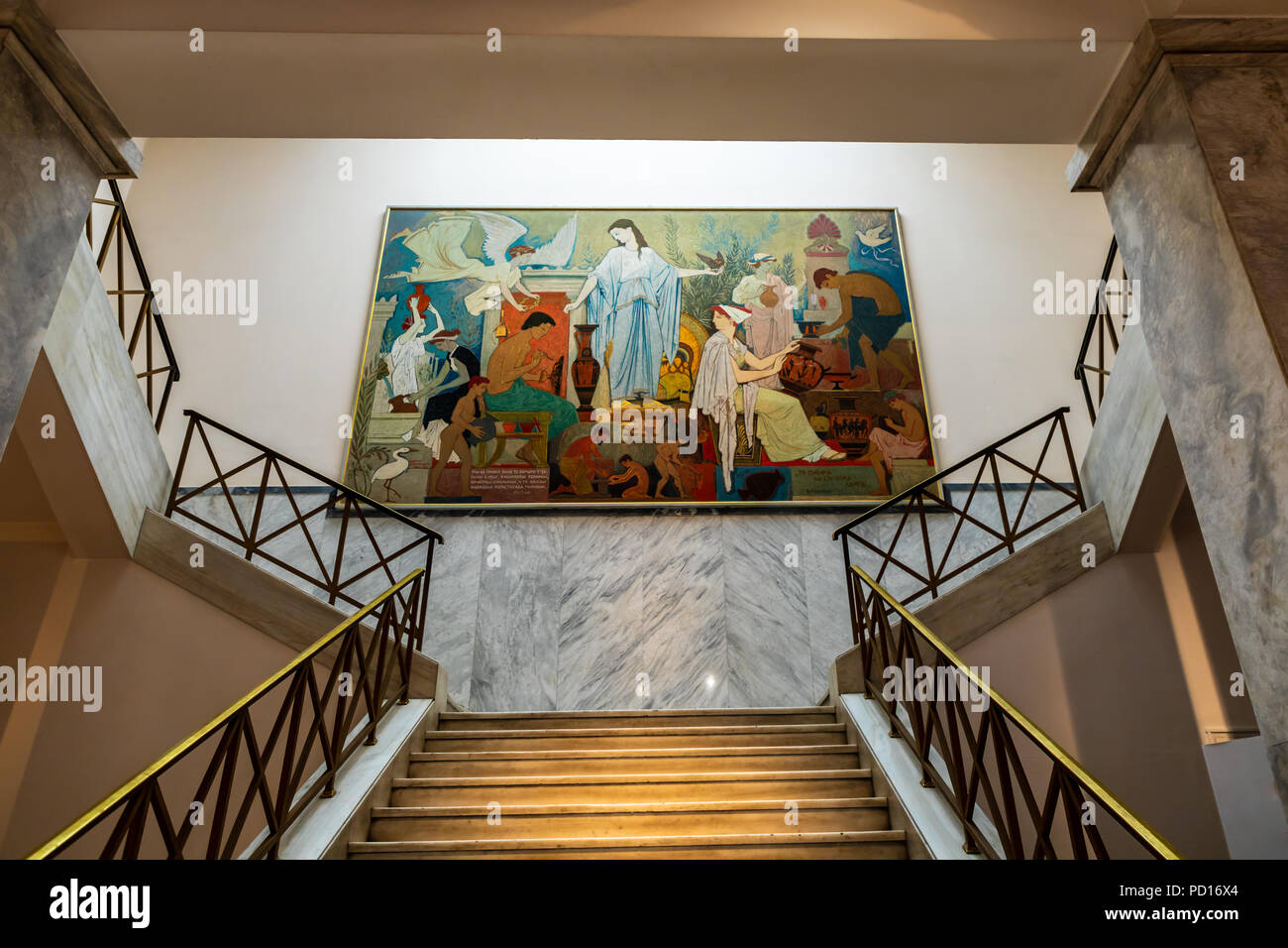 The Greek Spirit, Unlabled painting of winged gods, servants, and ...