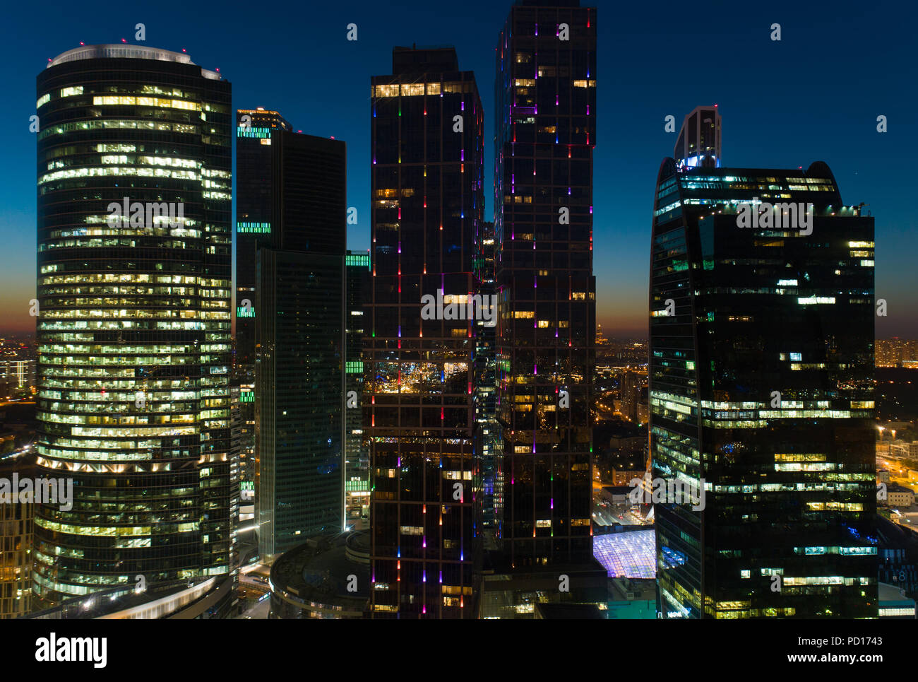 Aerial view of Moscow in summer, Russia. Modern skyscrapers Stock Photo ...