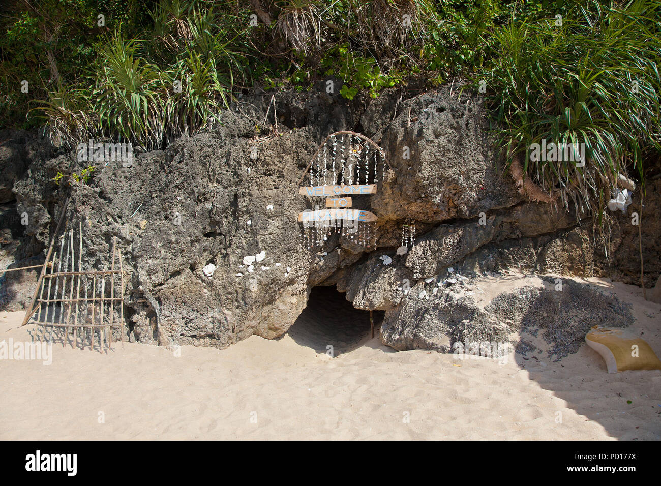 Cave at Puka beach on Boracay island. Philippines Stock Photo - Alamy