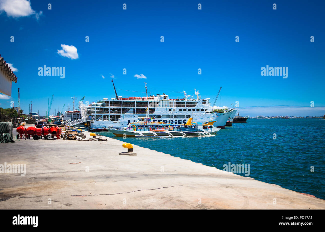 CEBU CITY, PHILIPPINES -MARCH 24, 2016: Passenger Ferries at the port ...