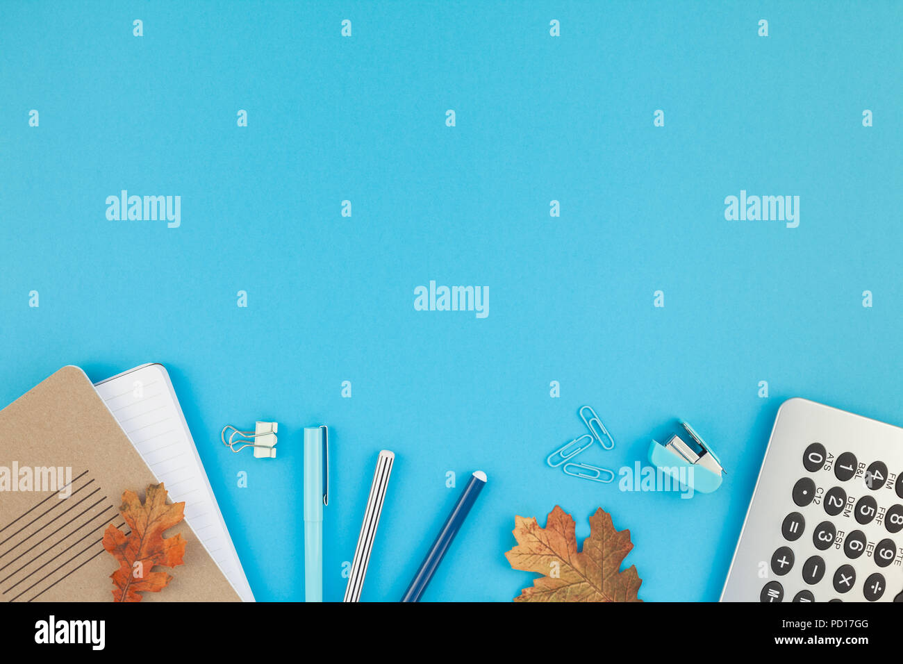 Creative Flat Lay Top View Back To School Concept With Alarm Clock Color School And Office