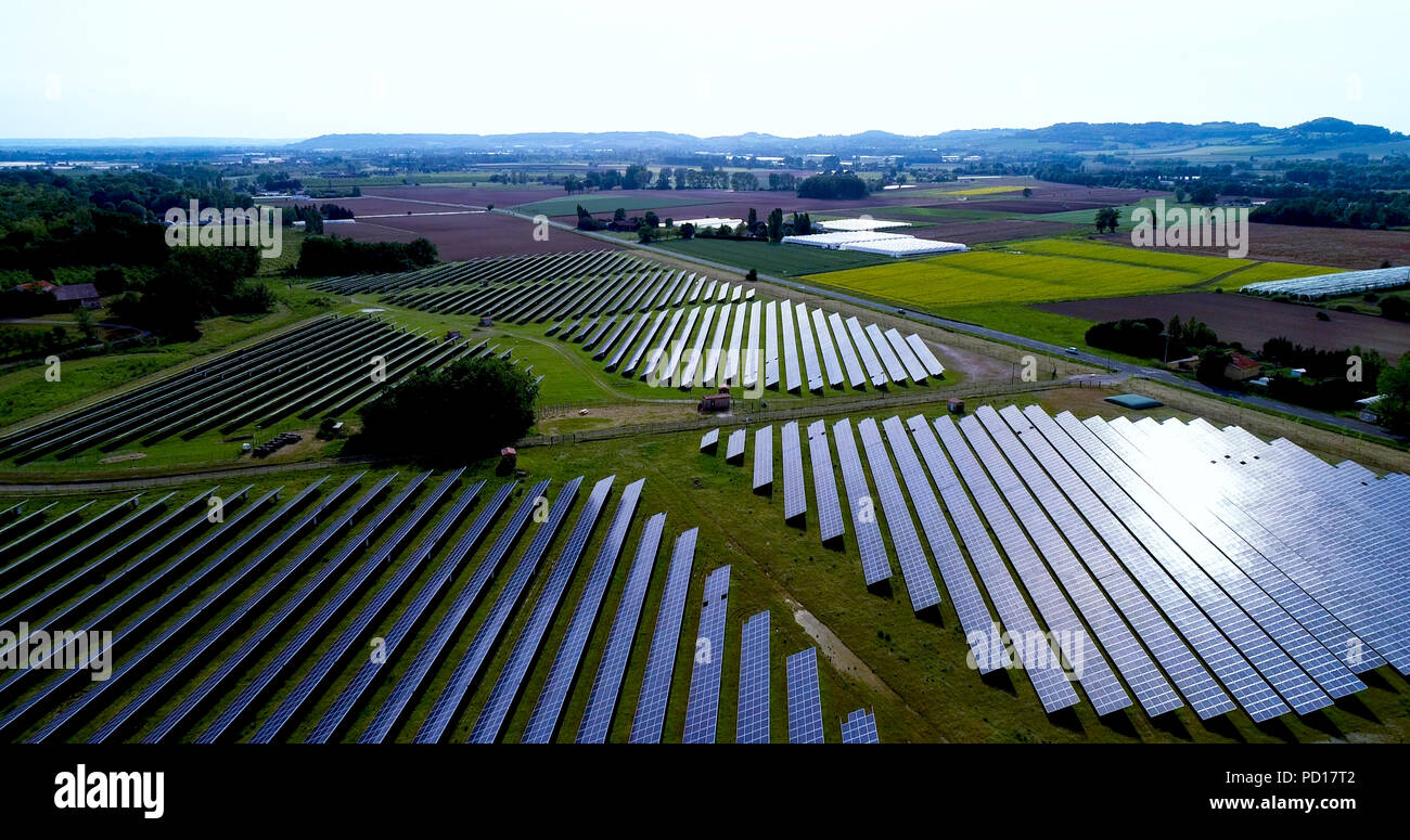 Solar panels in aerial view Stock Photo - Alamy