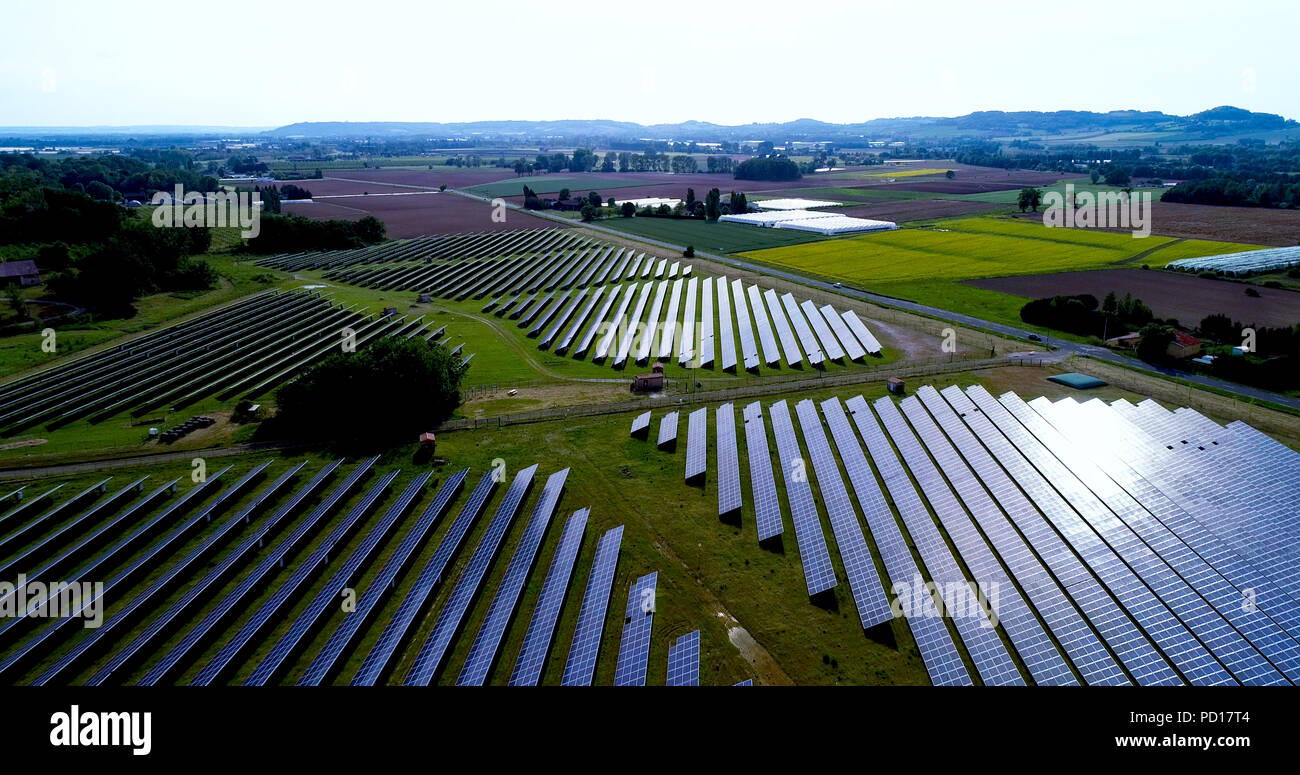 Solar panels in aerial view Stock Photo - Alamy