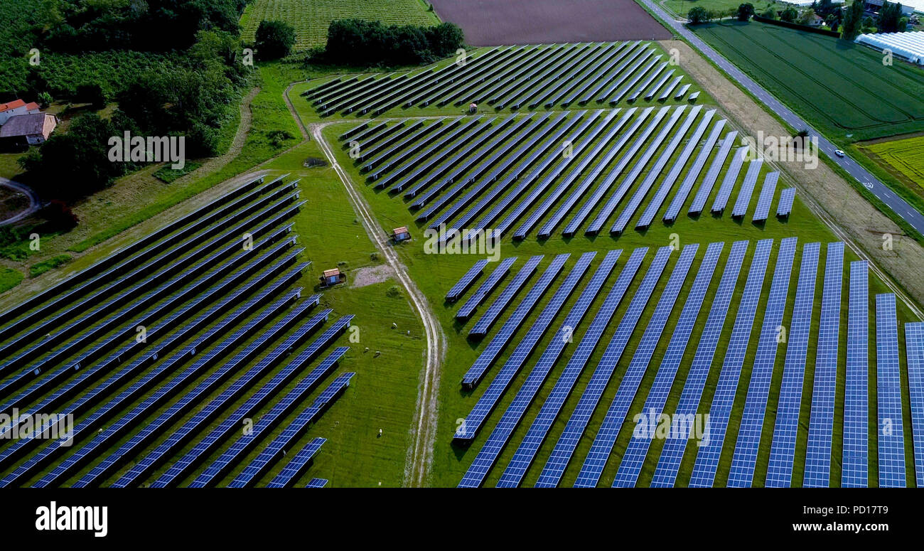 Solar panels in aerial view Stock Photo - Alamy