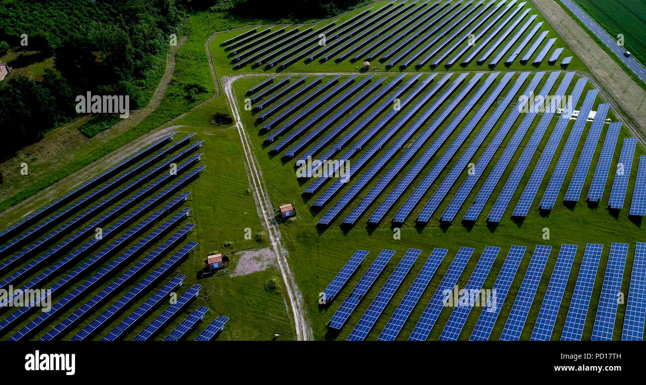 Solar panels in aerial view Stock Photo - Alamy