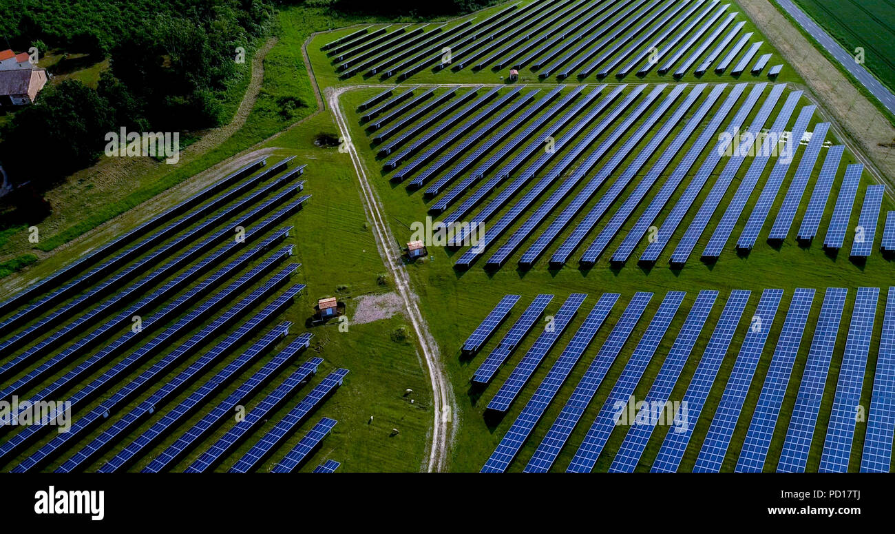 Solar panels in aerial view Stock Photo - Alamy