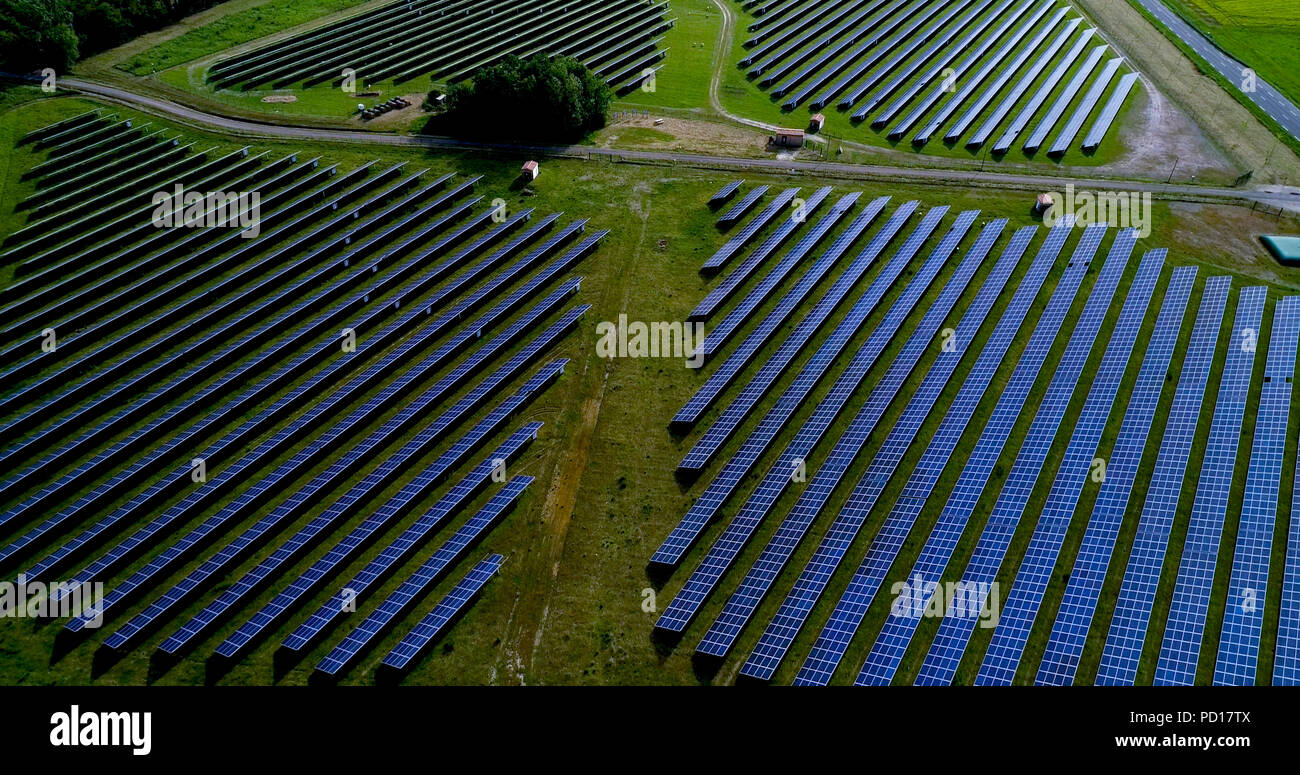 Solar panels in aerial view Stock Photo - Alamy