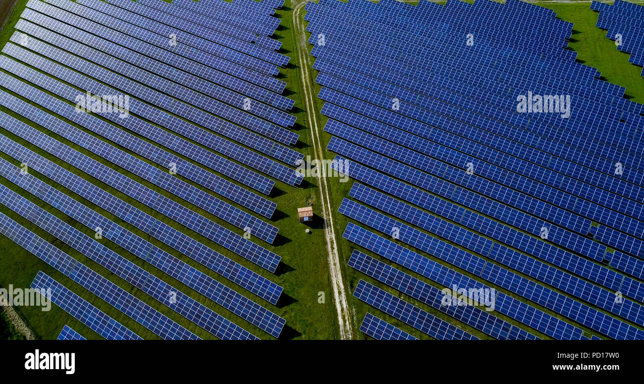 Solar panels in aerial view Stock Photo - Alamy