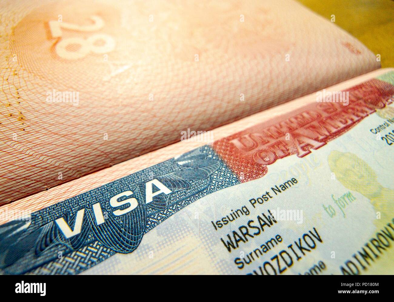 United States of America visa stamp Stock Photo - Alamy