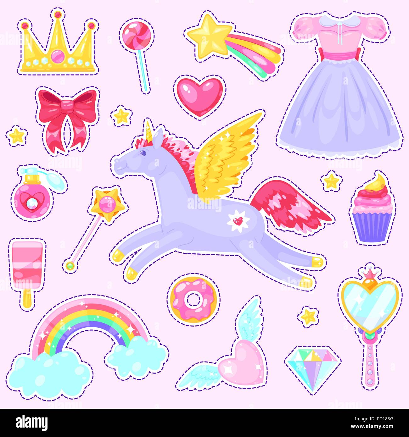 Cute girls stickers Stock Vector Image & Art - Alamy