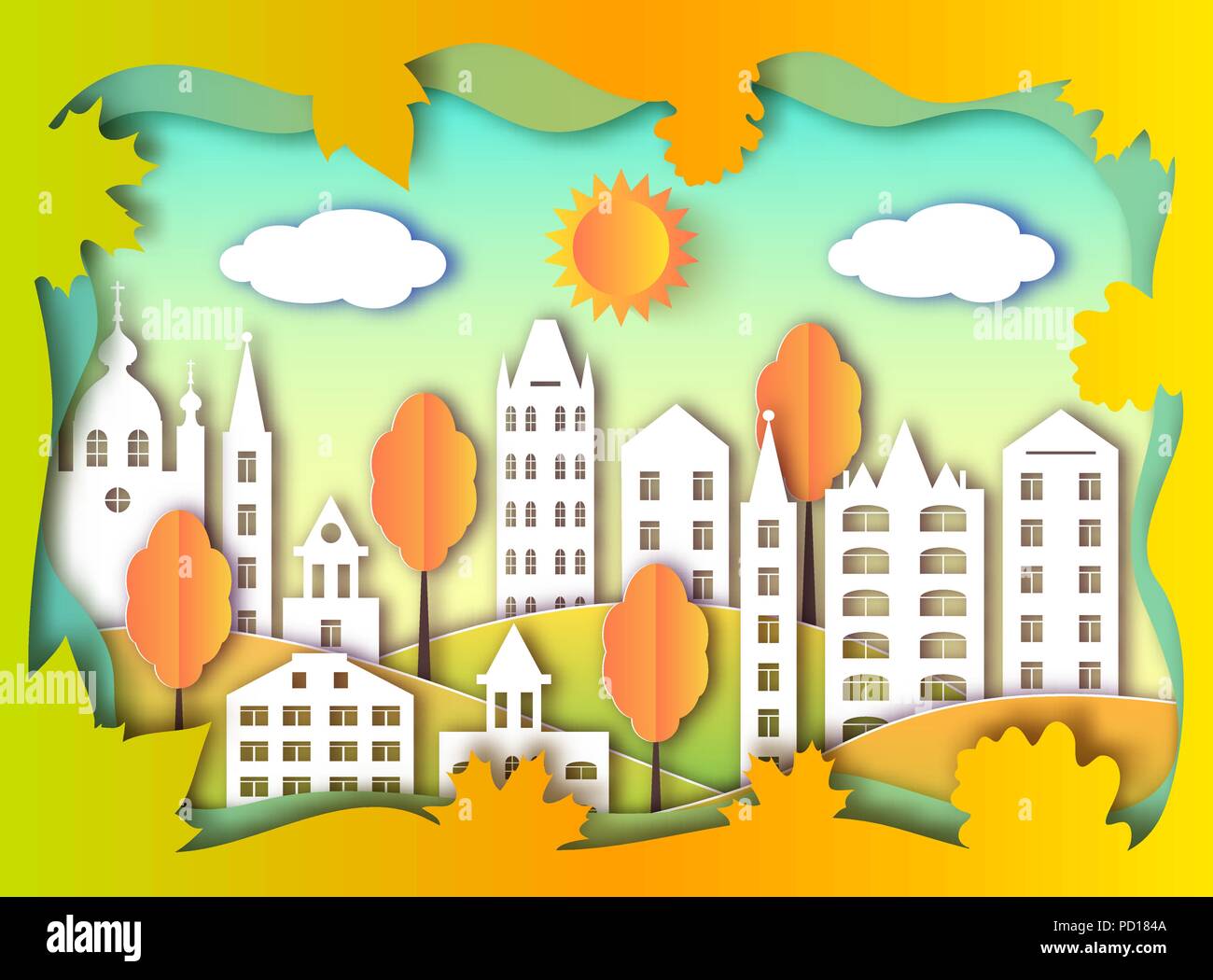 Orange window in building Stock Vector Images - Alamy