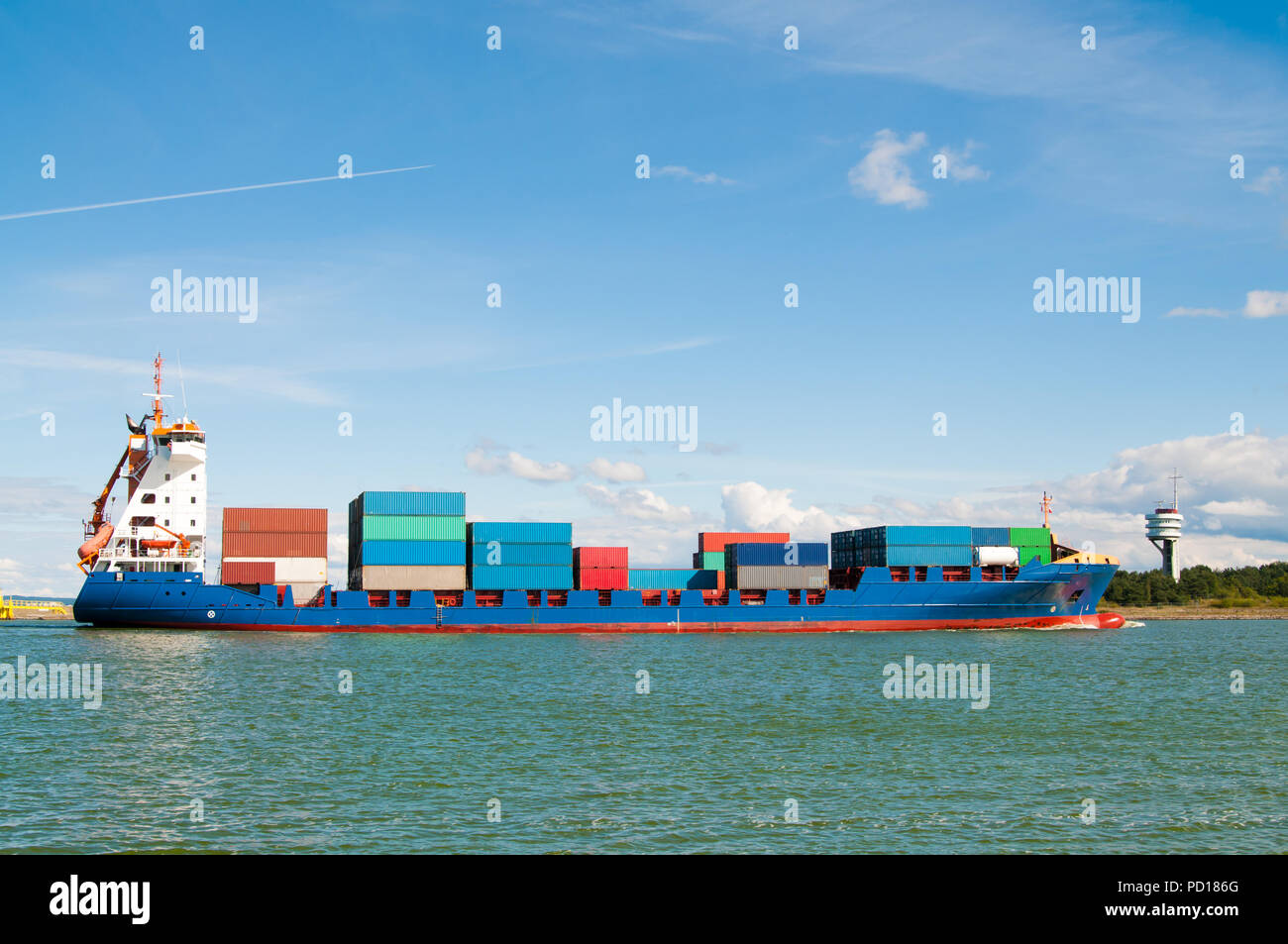 big container ship going to the port Stock Photo - Alamy