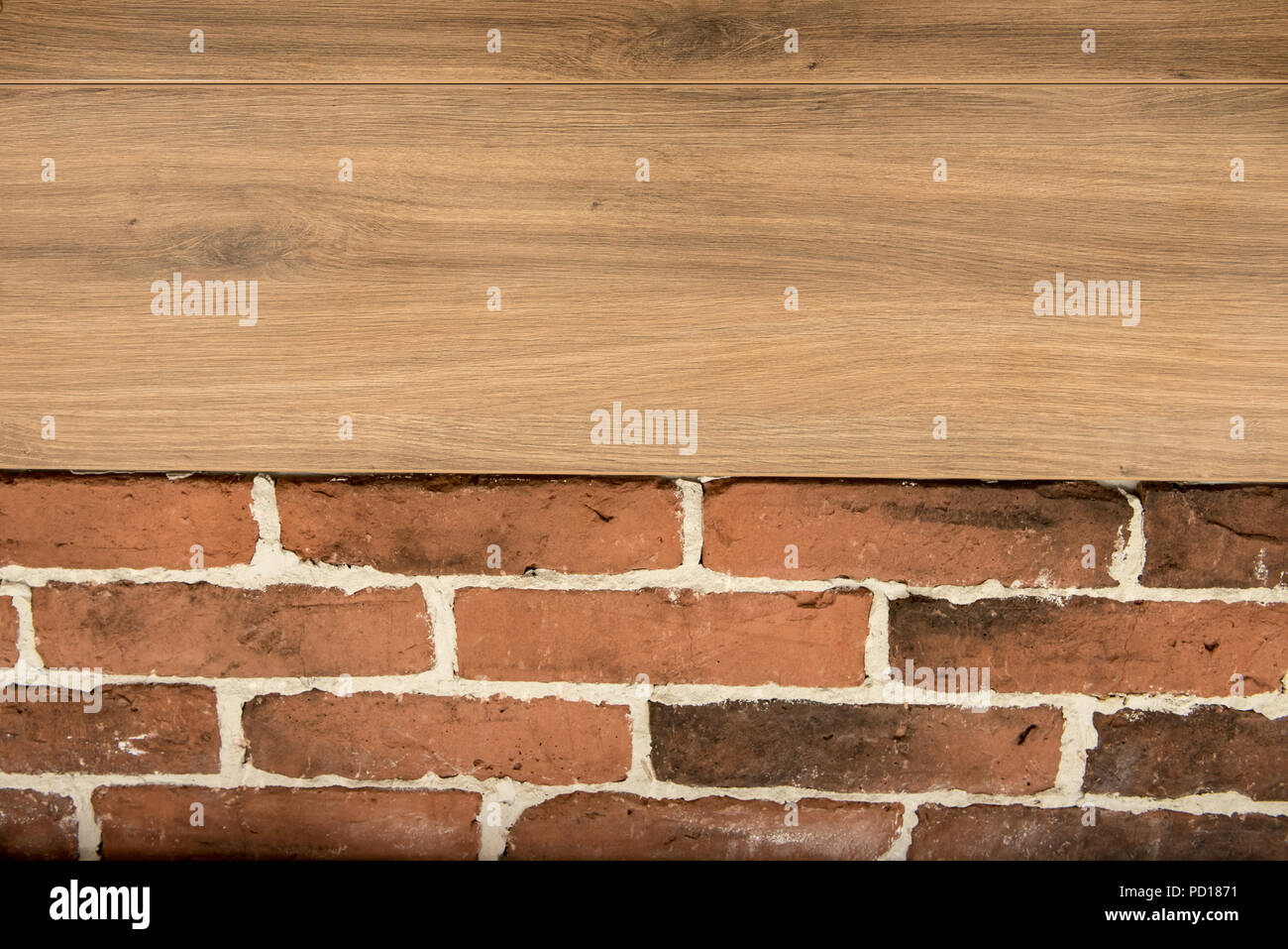 brick wall and wood plank background Stock Photo - Alamy