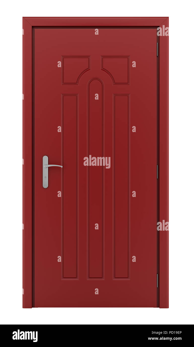 red door isolated on white background. 3d illustration Stock Photo - Alamy