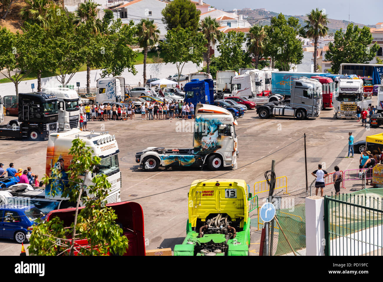 TORROX, SPAIN - JULY 22, 2018 show of tractor units for visitors ...