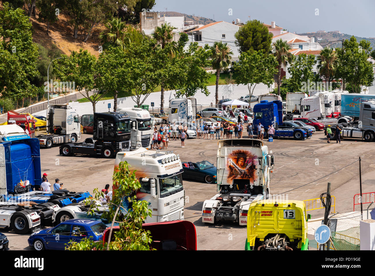 TORROX, SPAIN - JULY 22, 2018 show of tractor units for visitors ...
