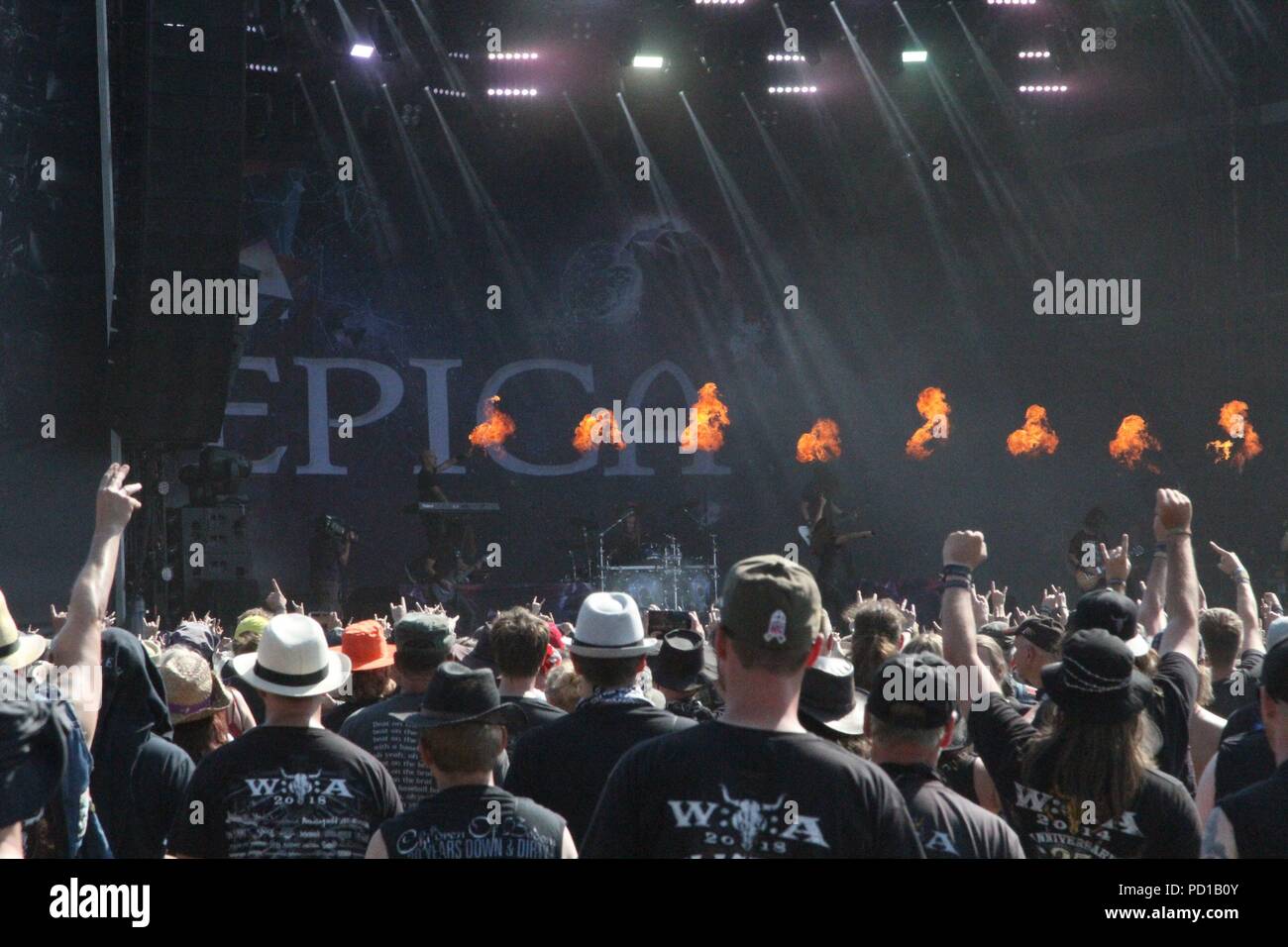 Wacken, Deutschland. 03rd Aug, 2018. Summer - Wacken Open Air - Heat and dust instead of mud and ...