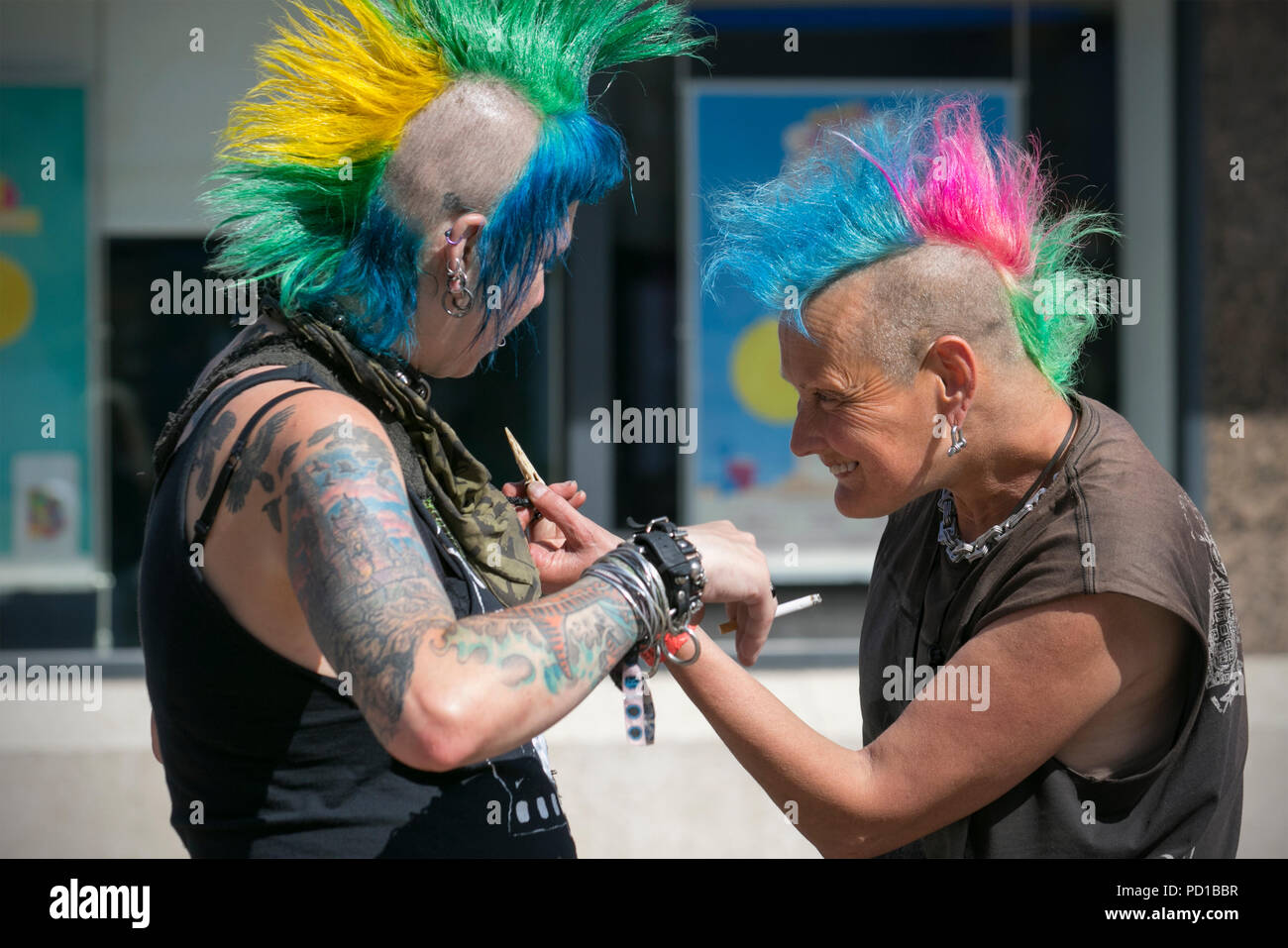 Colourful punk characters with dyed hair at the resort Rebellion Punk ...
