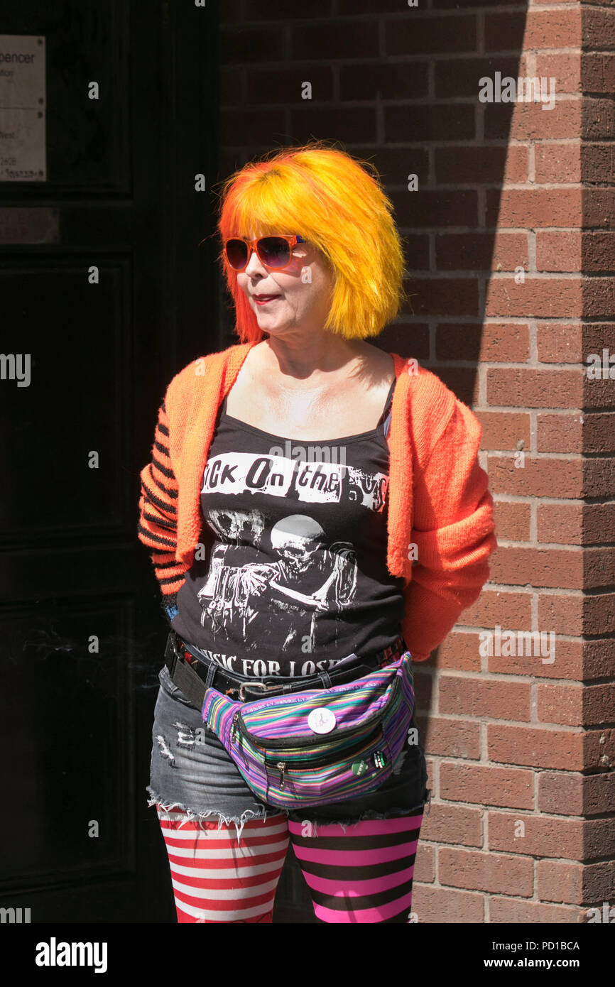 Female alternative punk fashion in Blackpool, UK. 5 August 2018. Sandy ...