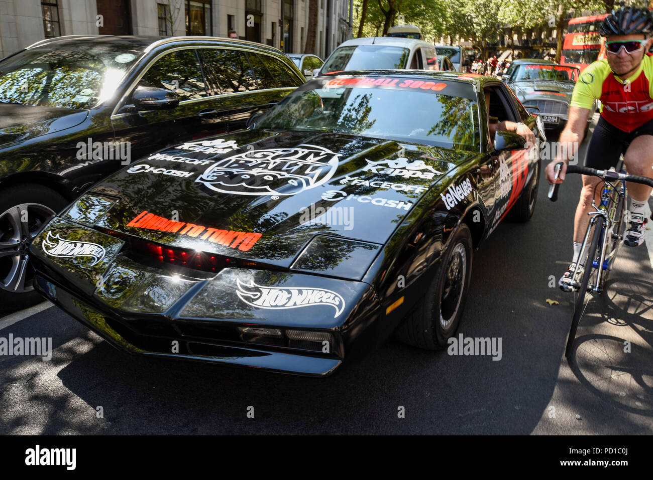London, UK. 5 August 2018. David Hasselhoff, actor, in his KITT ...