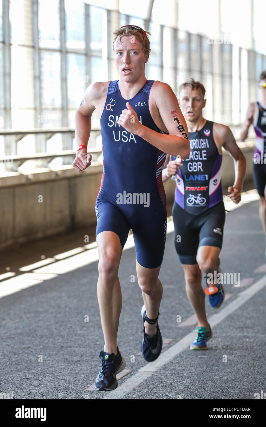 ExCel London, UK, 5th August 2018. Men's elite athlete Darr Smith (USA), who later comes 4th ...