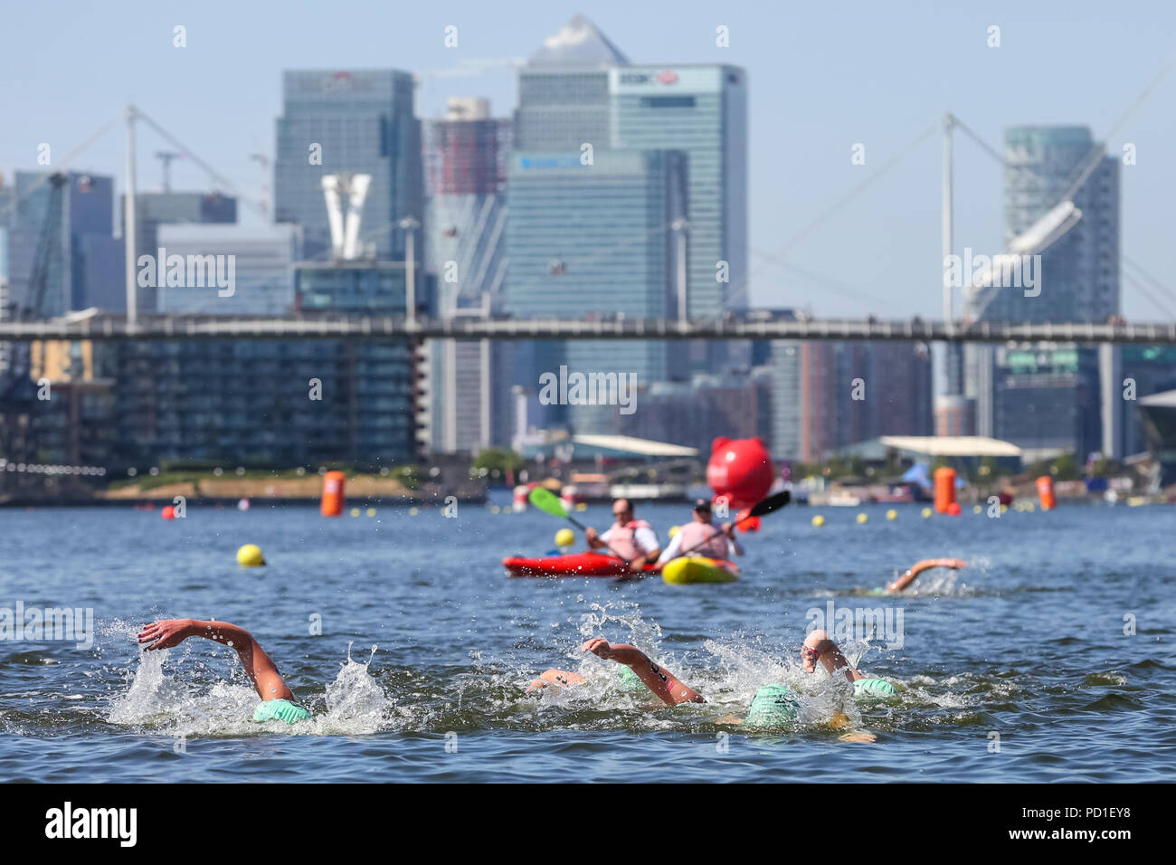 ExCel London, UK, 5th August 2018. The elite swimmers race against the ...