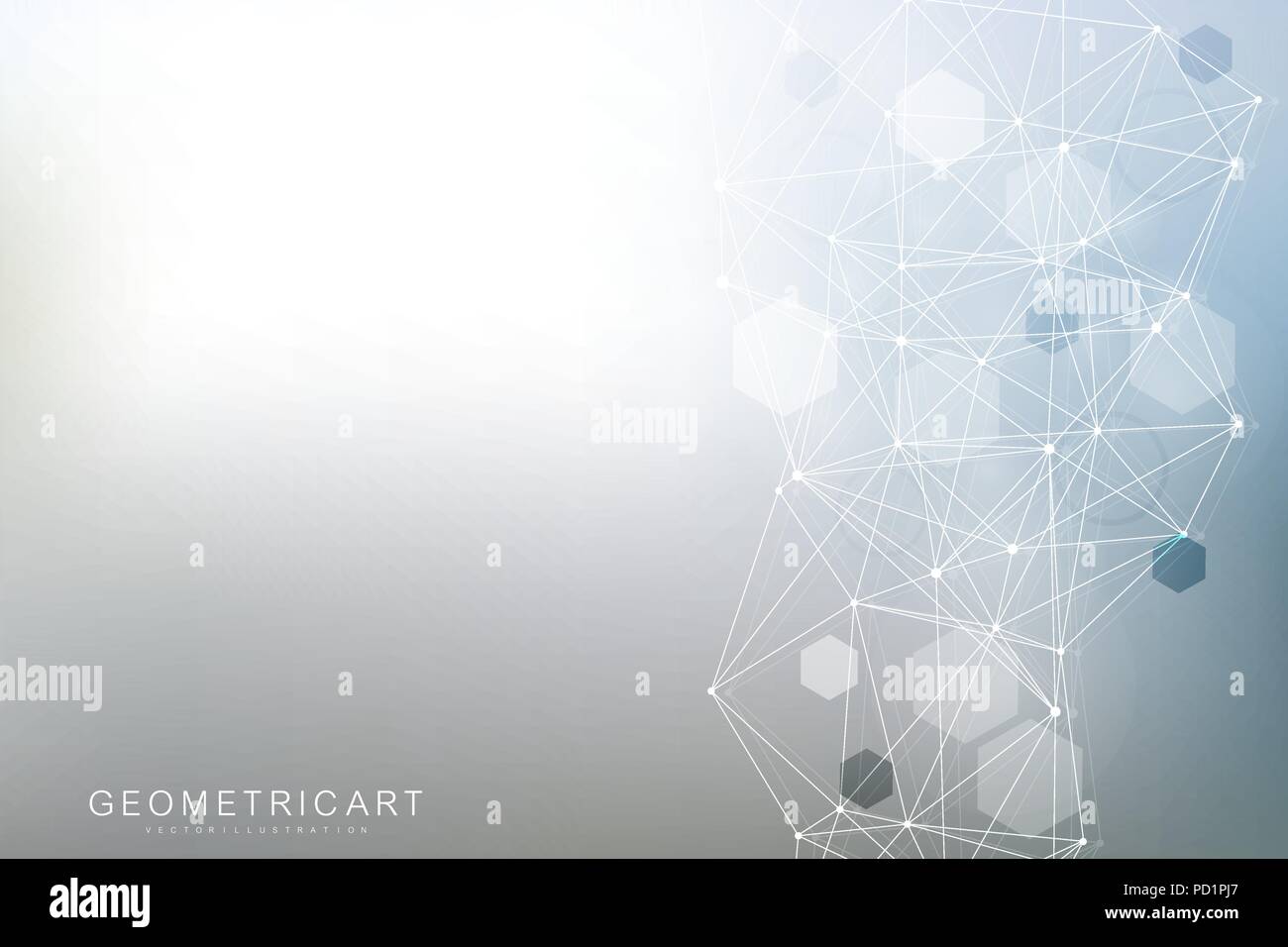 Hexagonal Abstract Background Big Data Visualization Global Network Connection Medical