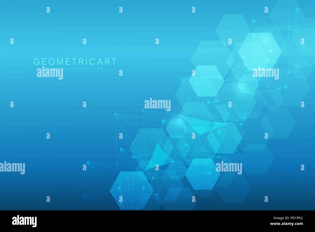 Hexagonal Abstract Background Big Data Visualization Global Network Connection Medical