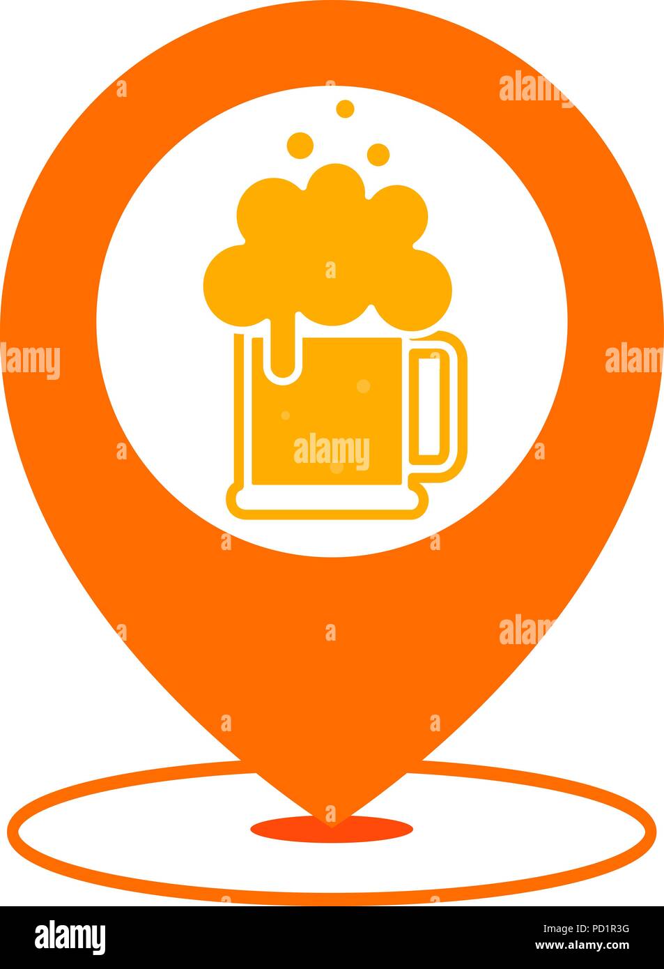 Beer point icon. Pub location. Isolated vector illustration on white ...