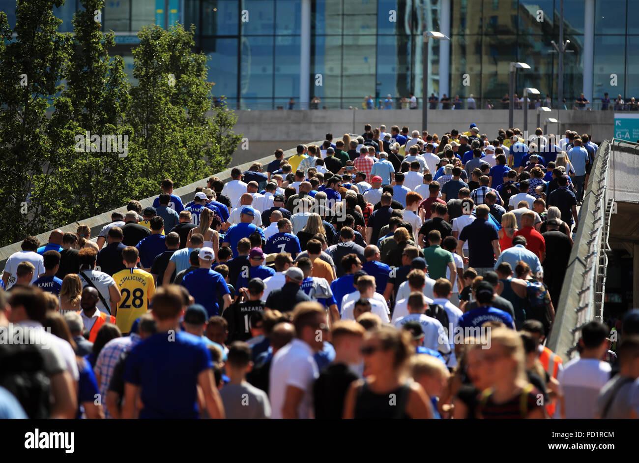 Fans walk up Wembley Way before the Community Shield match at Wembley ...