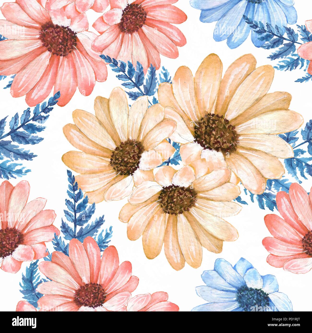 Floral seamless pattern. Watercolor flowers Stock Photo - Alamy